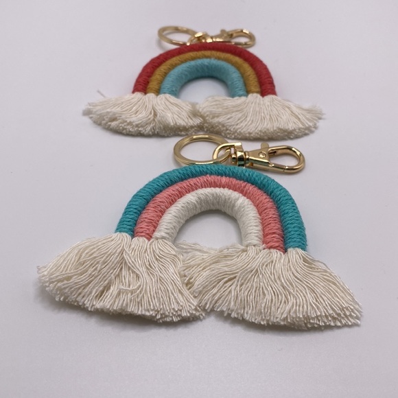 Accessories | Rainbow Macrame Weaving Keychain Wgold Hardware Tassel ...
